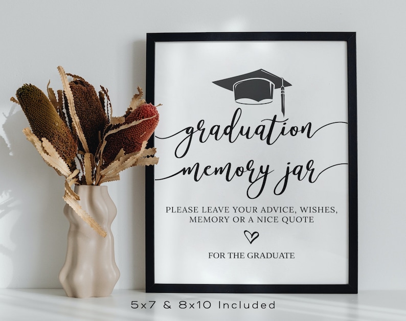 Graduation Advice Cards & Sign: Memory Jar, Class of 2026 (editable ...