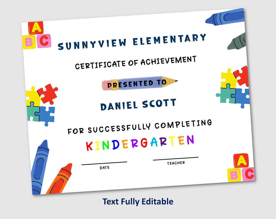 Preschool Graduation Certificate of Completion Template - Etsy