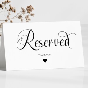 Wedding Reserved Seat Table Sign, Digital Download, Table Top Reception ...