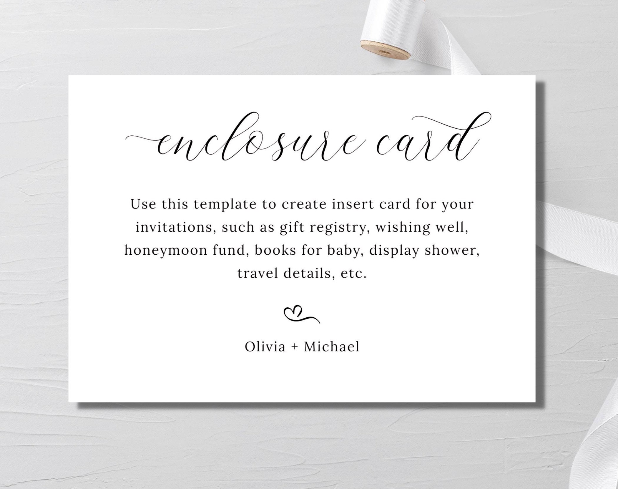 Black And White Wedding Enclosure Card Template