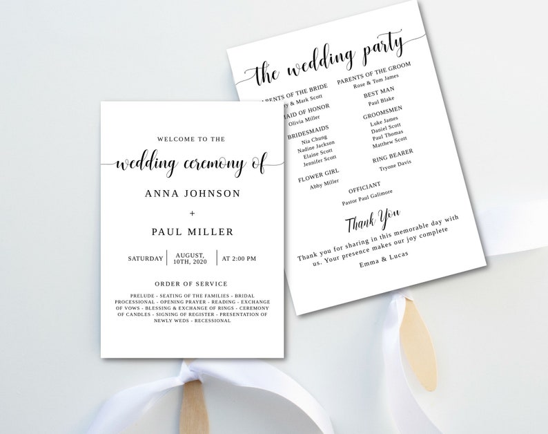 Printable Wedding Ceremony Program Template Simple Program - Etsy