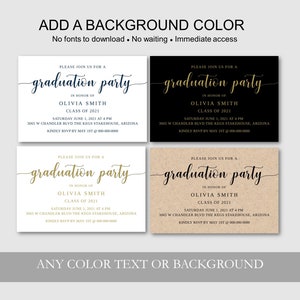 Simple Calligraphy Graduation Invitation Template (instant Download) - Etsy