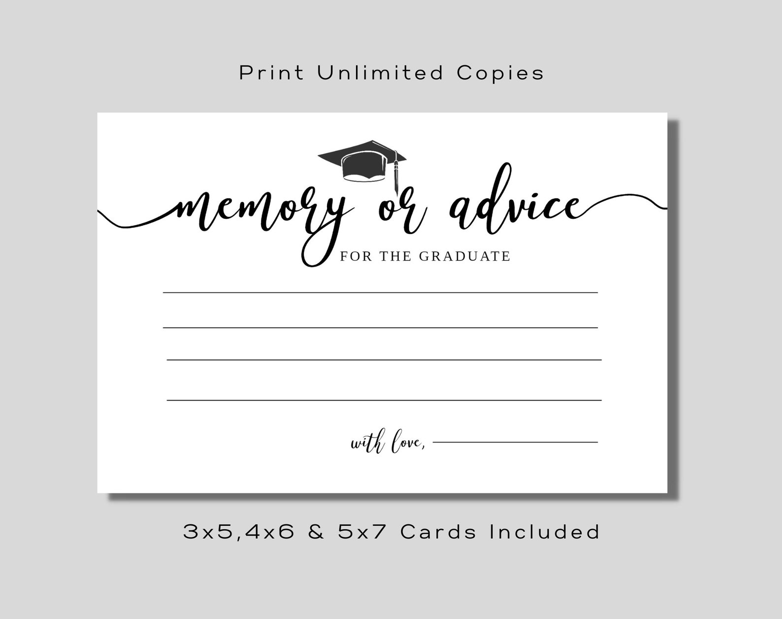 Graduation Advice Cards & Sign: Memory Jar, Class of 2026 (editable ...
