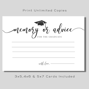 Graduation Advice Cards & Sign: Memory Jar, Class of 2026 (editable ...