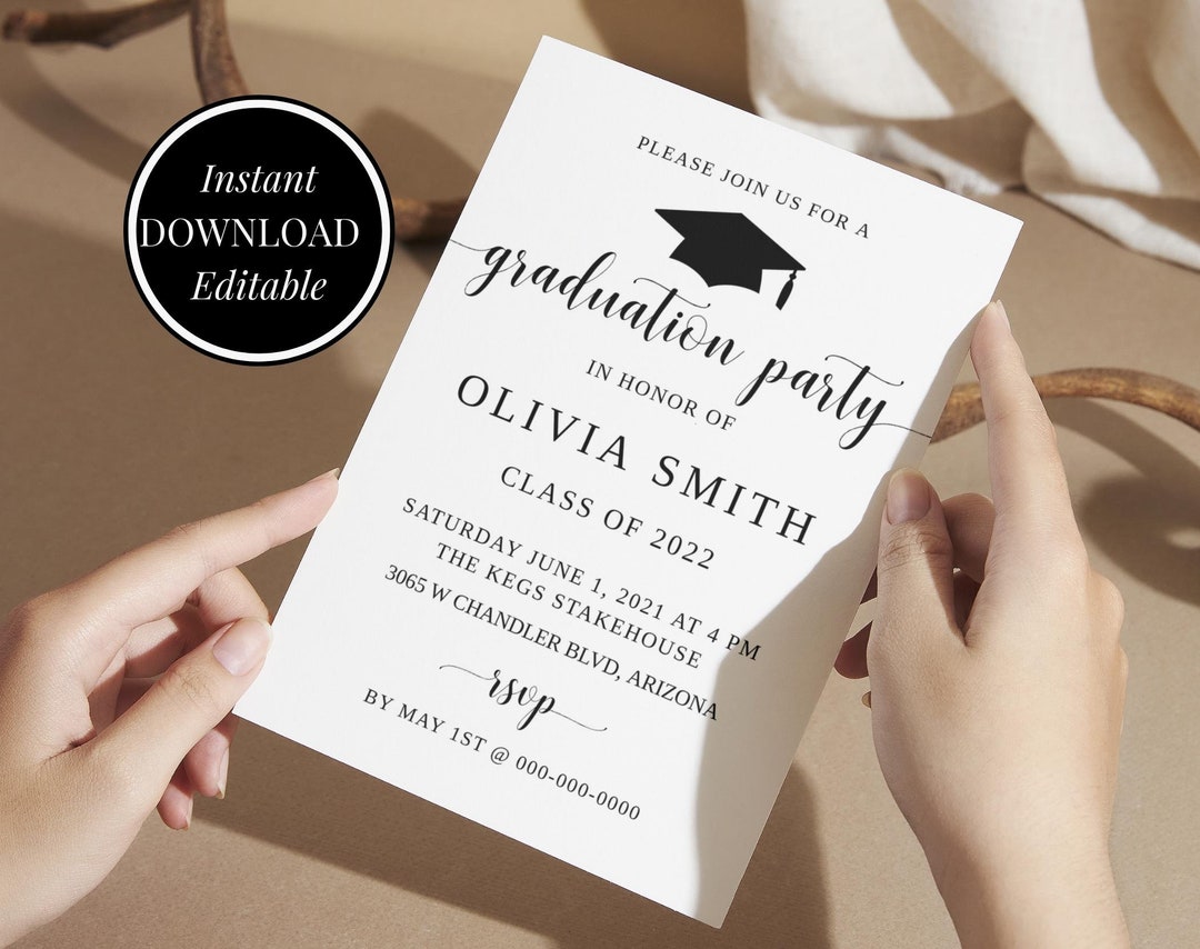 Graduation Invitation Template Simple Grad Party Invites Modern ...