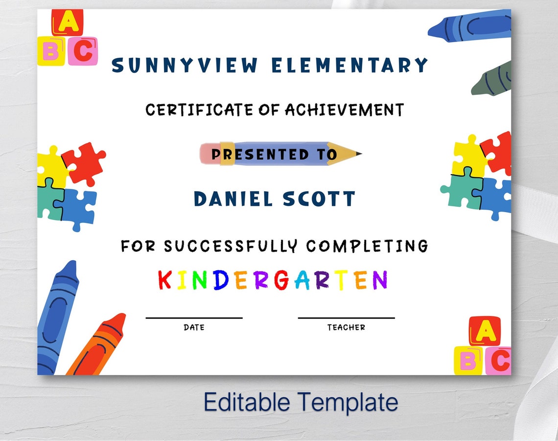 Preschool Graduation Certificate of Completion Template - Etsy