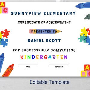 Preschool Graduation Certificate of Completion Template, Kindergarten ...