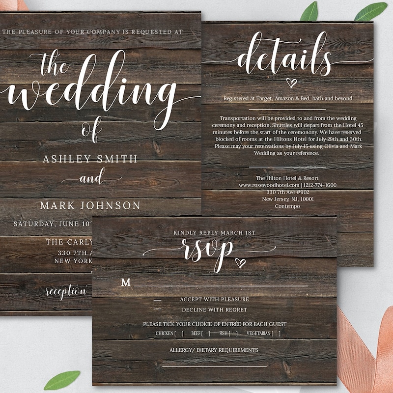 Rustic Wedding Invitations - Etsy