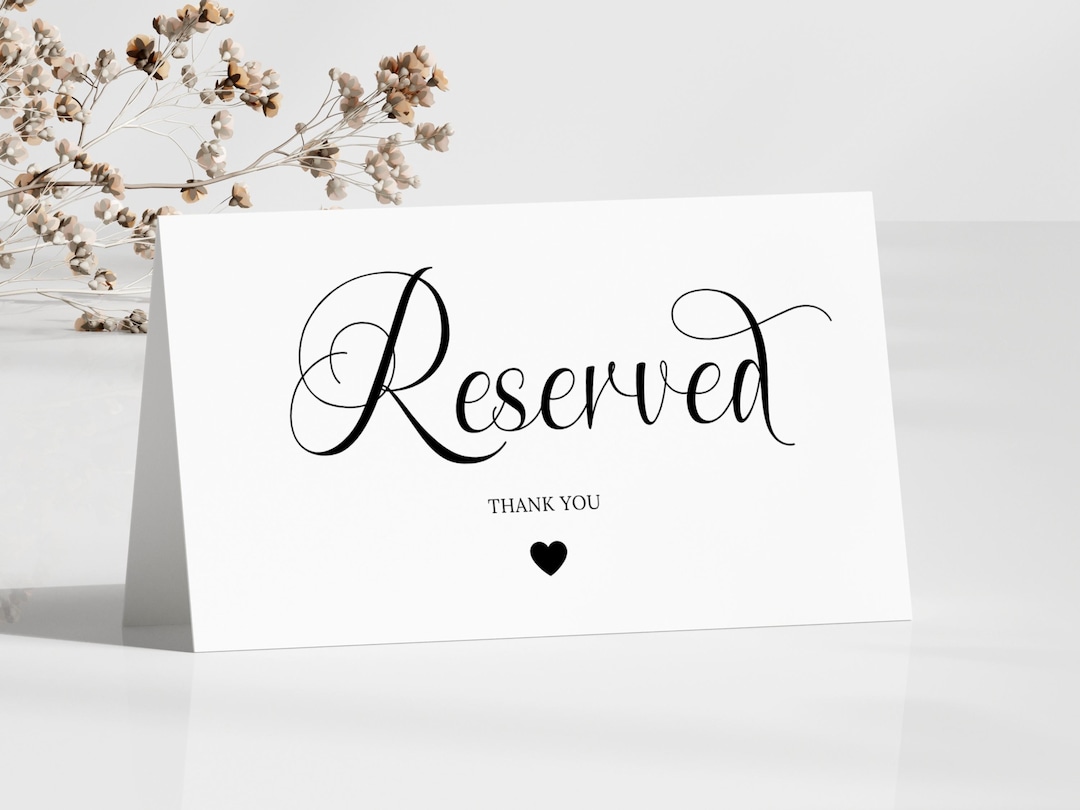 Reserved Table Sign Editable Template: Elegant Wedding Decor (digital ...