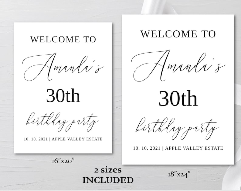 Minimalist Birthday Welcome Sign: Editable Party Template (digital ...