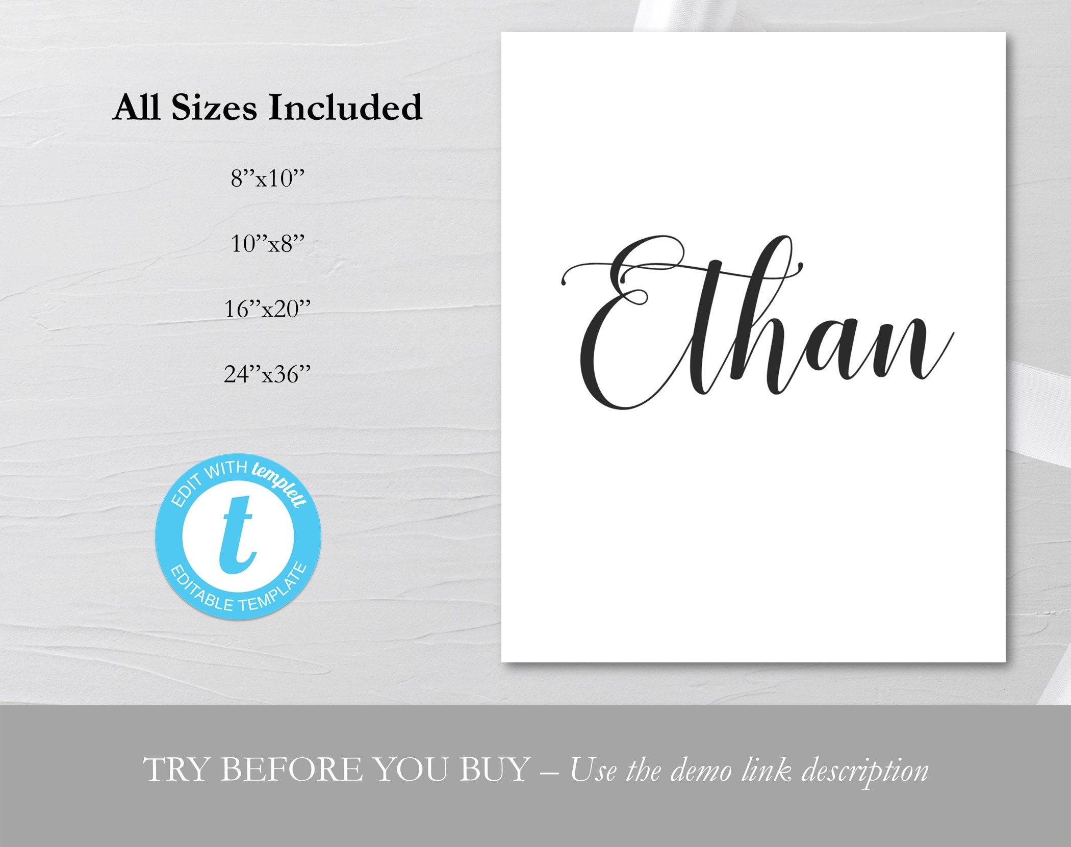 Baby Name Sign Template Custom Name Sign Instant Download | Etsy