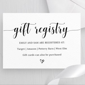 Wedding Registry Card Template, Gift Registry Card, INSTANT Download ...
