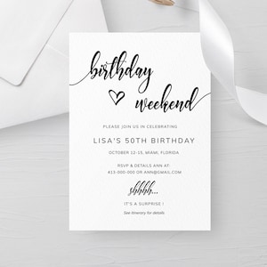 Editable Birthday Weekend Itinerary Template (instant Download) - Etsy