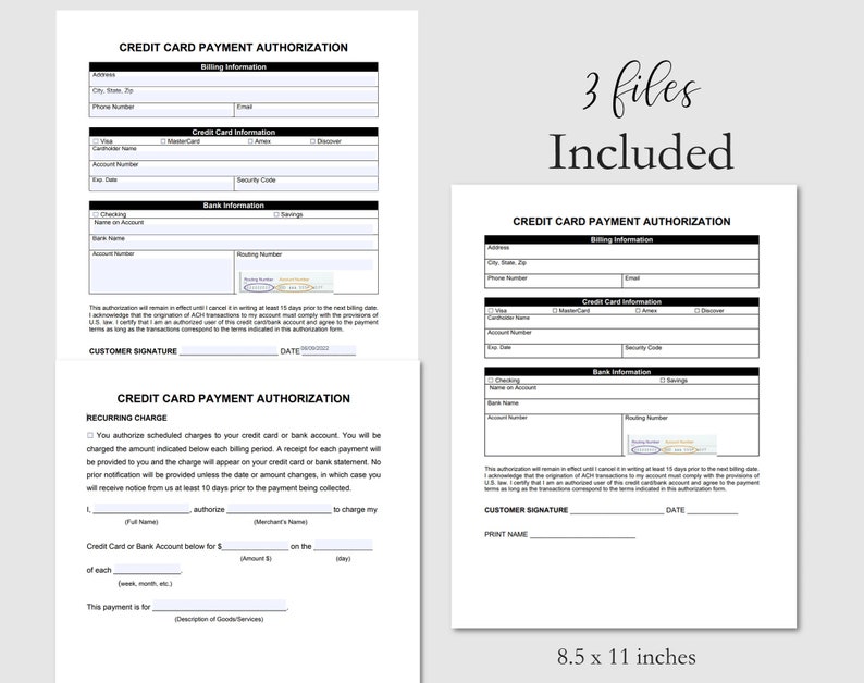 Credit Card Authorization Form: Client Intake (PDF, Word, Google Docs ...