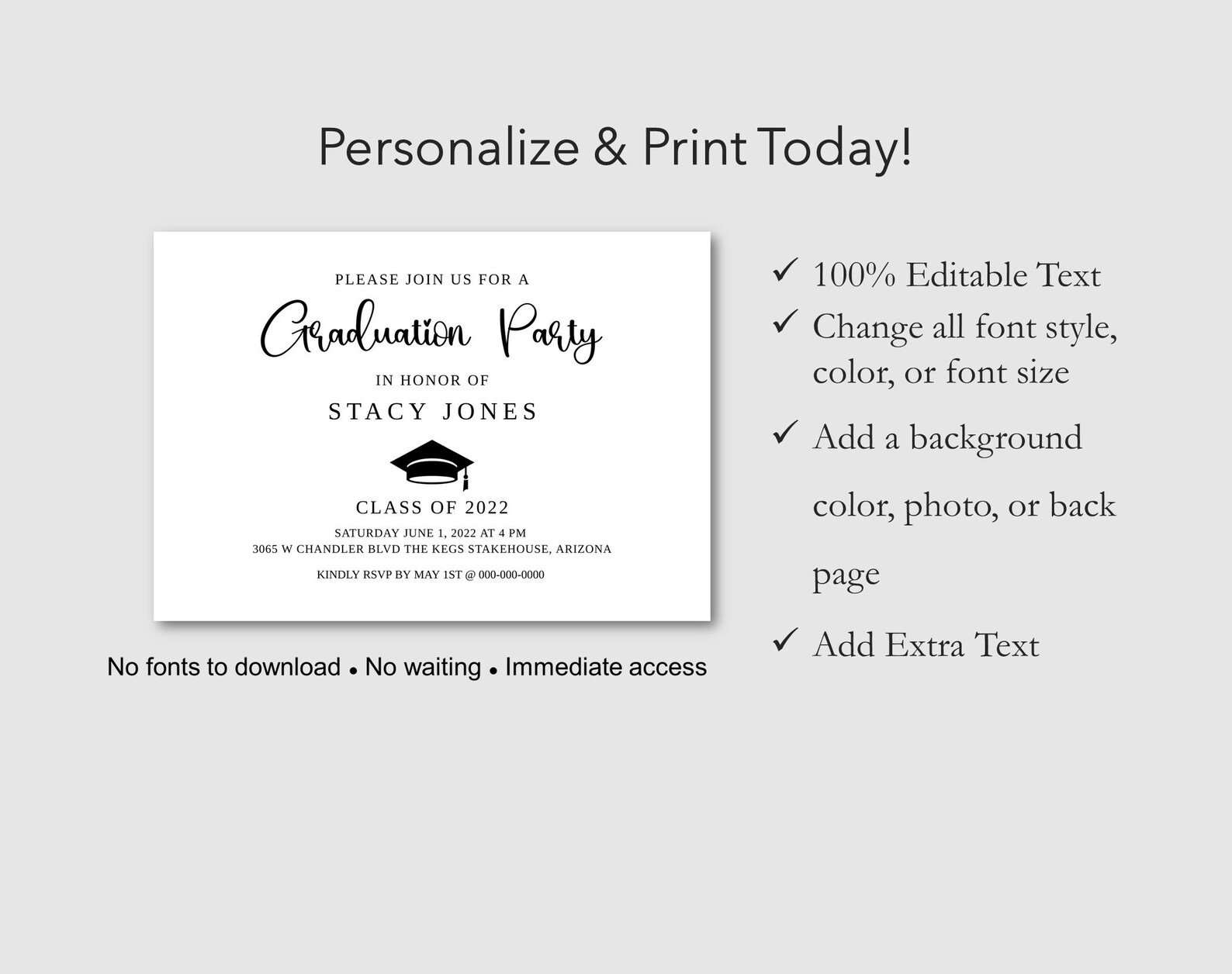 Graduation Party Insert Card Graduation Information Card - Etsy