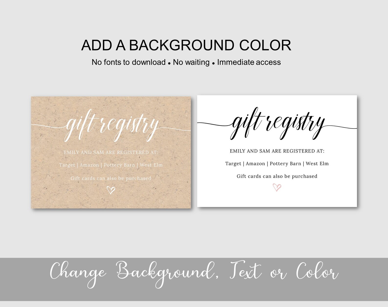 Wedding Registry Card Template Gift Registry Card INSTANT - Etsy