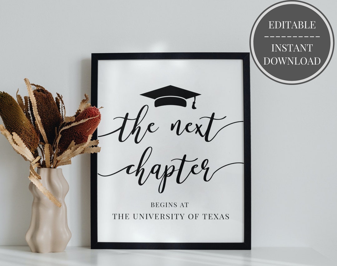 Grad Party Decor Class of 2024 Next Chapter Begins Sign Template ...