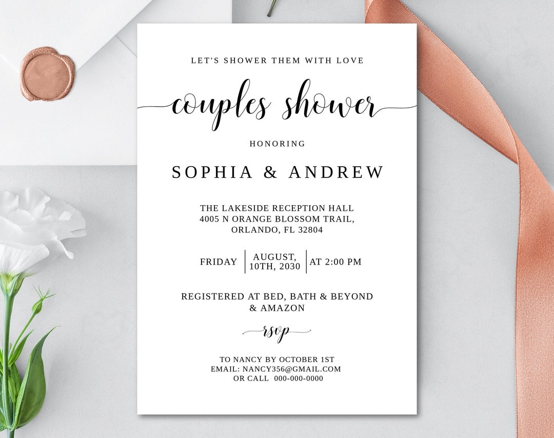 Couples Shower Invitation Template, Printable Wedding Shower Invite ...