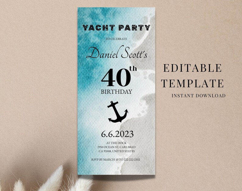 Beach Party Yacht Party Invitation Template SMS Invitation - Etsy