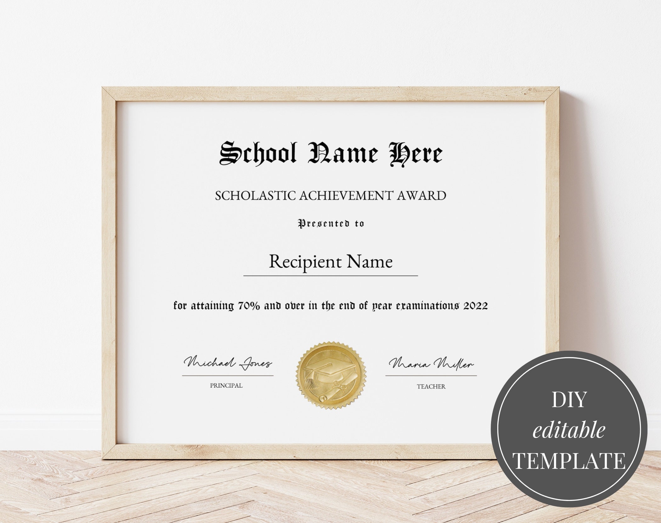Academic Achievement Award Certificate Template New Gradient