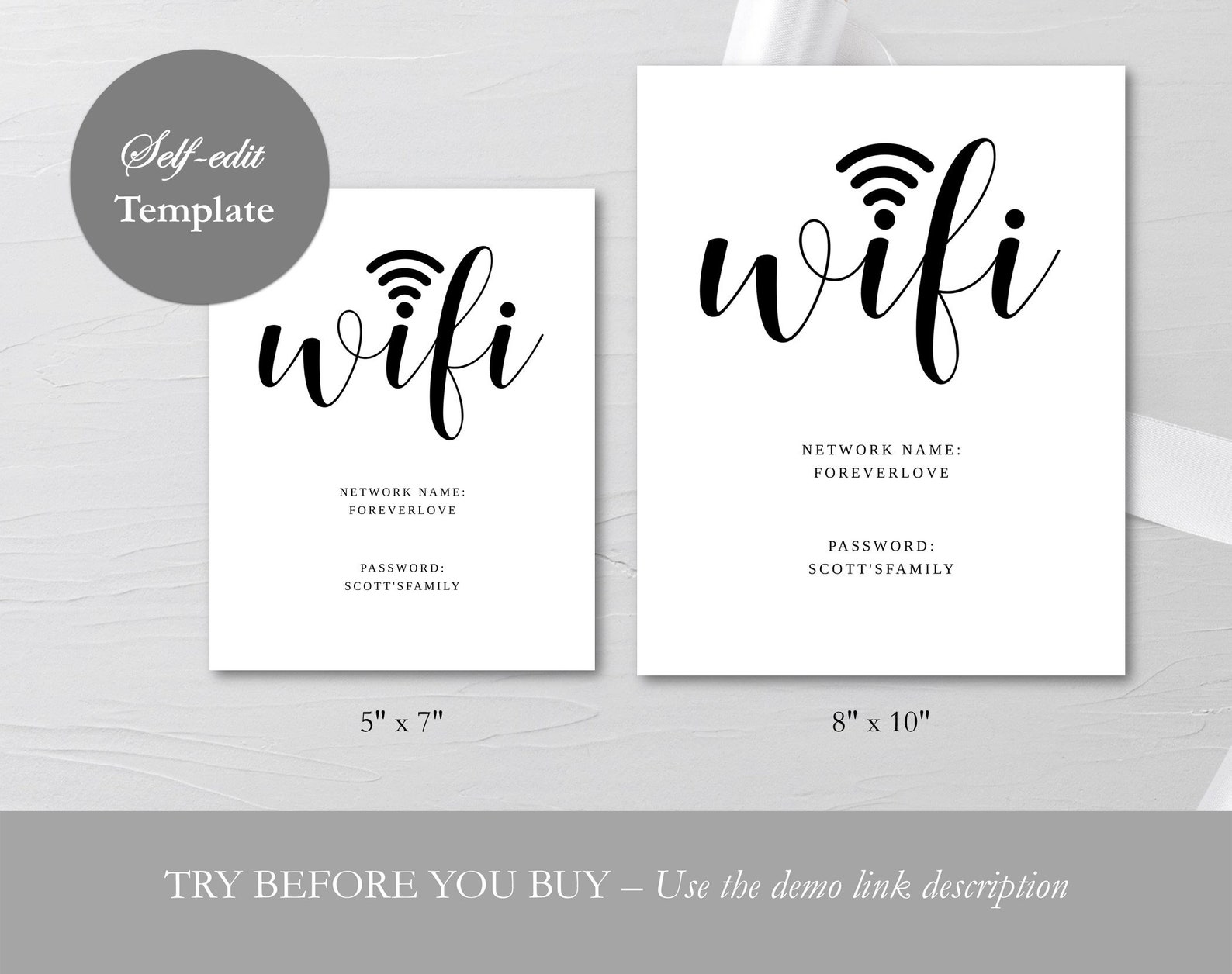 WIFI Password Sign Template Printable Guest Wi-fi Signs - Etsy