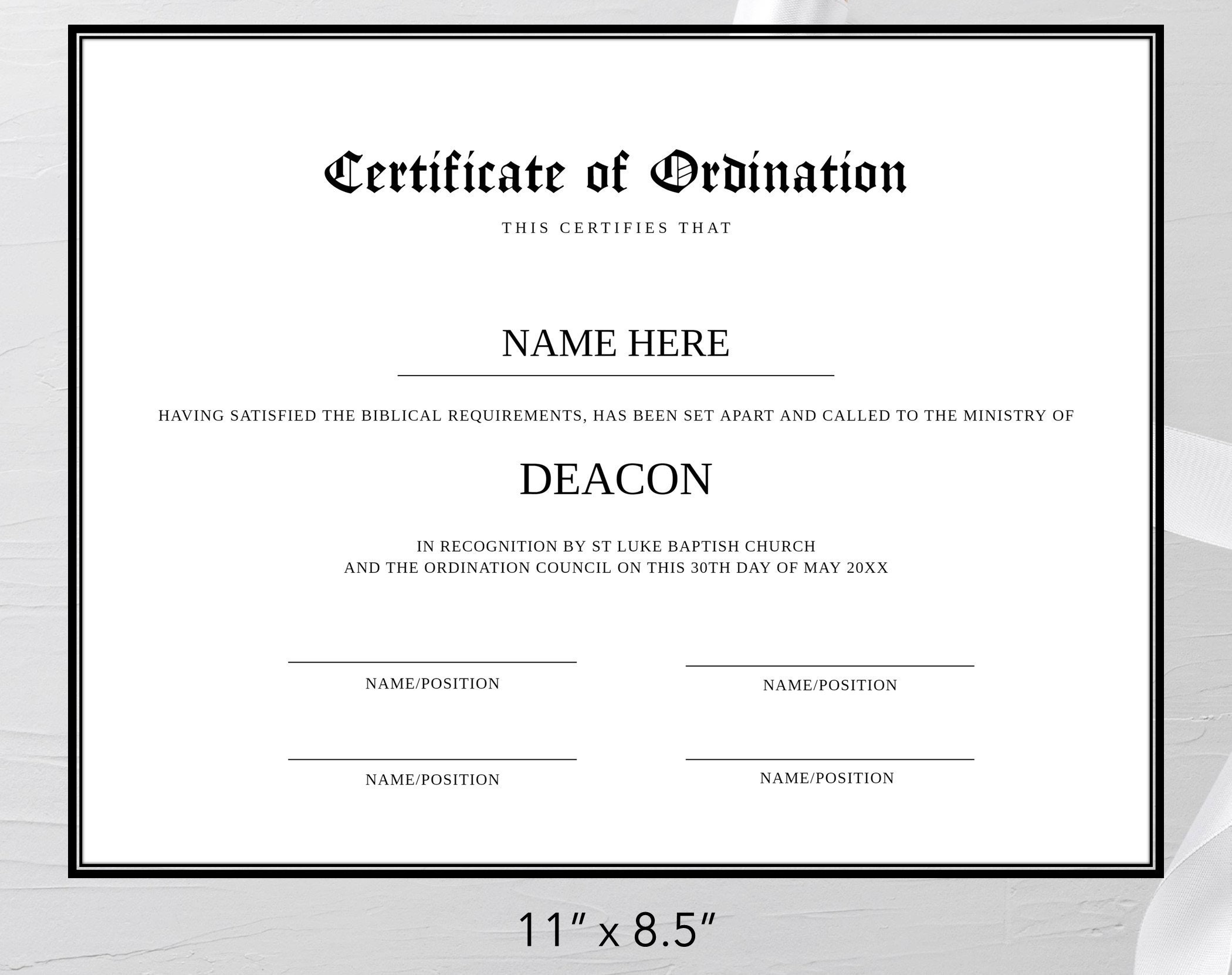 Certificate of Ordination Template Certificate Template - Etsy