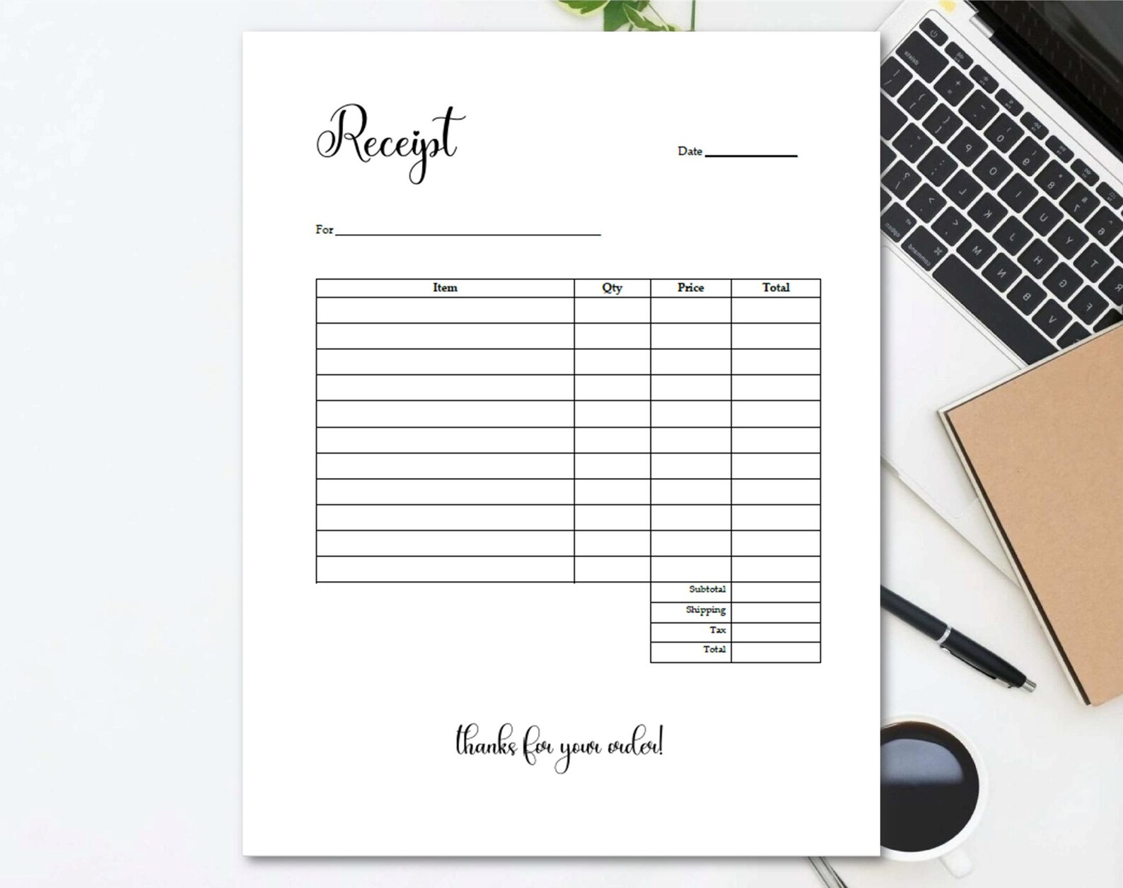 Simple Receipt Template Small Business Receipts Digital - Etsy
