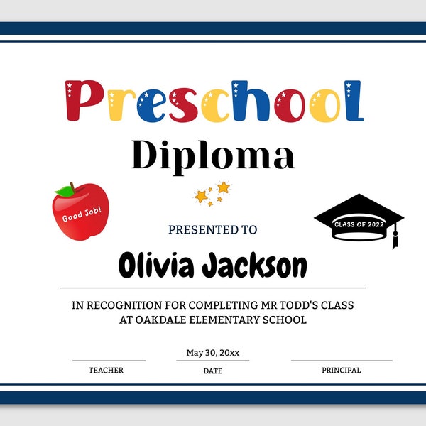 Preschool Certificate Svg - Etsy