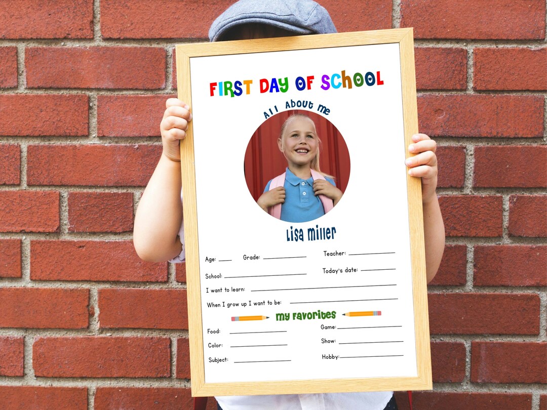 All About Me First Day of School Sign Digital Download Back to School ...