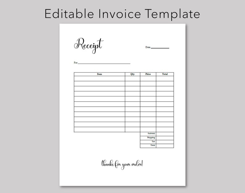 Simple Receipt Template Small Business Receipts Digital - Etsy