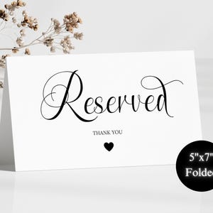 Wedding Reserved Seat Table Sign, Digital Download, Table Top Reception ...