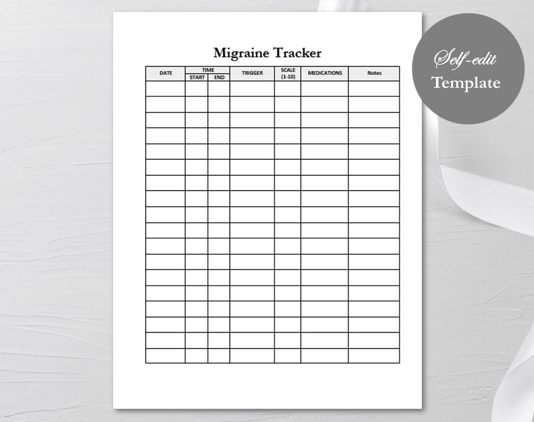 Migraine Tracker, Migraine Journal, Headache Log, Migraine Awareness ...