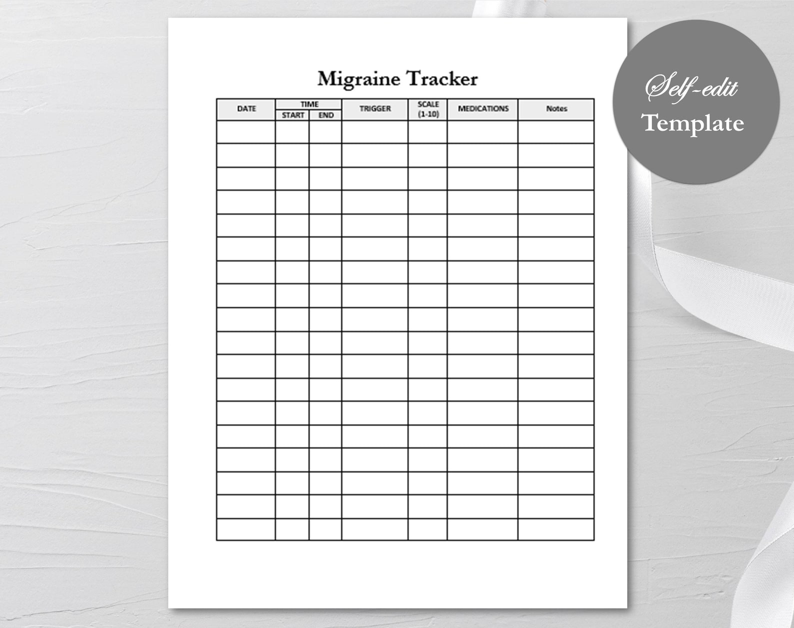 Migraine Tracker, Migraine Journal, Headache Log, Migraine Awareness ...