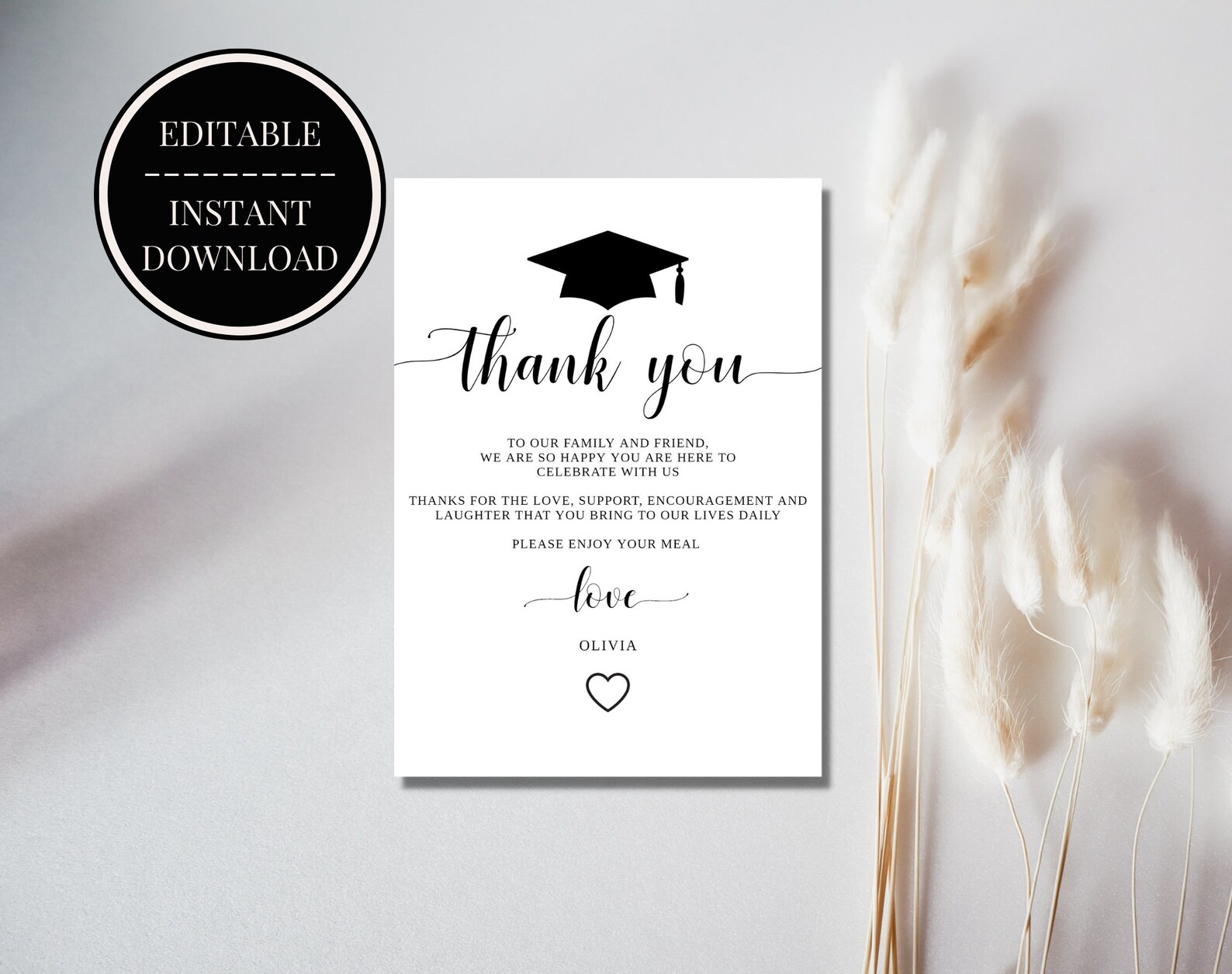 Graduation Thank You Card Template Instant Download Editable - Etsy