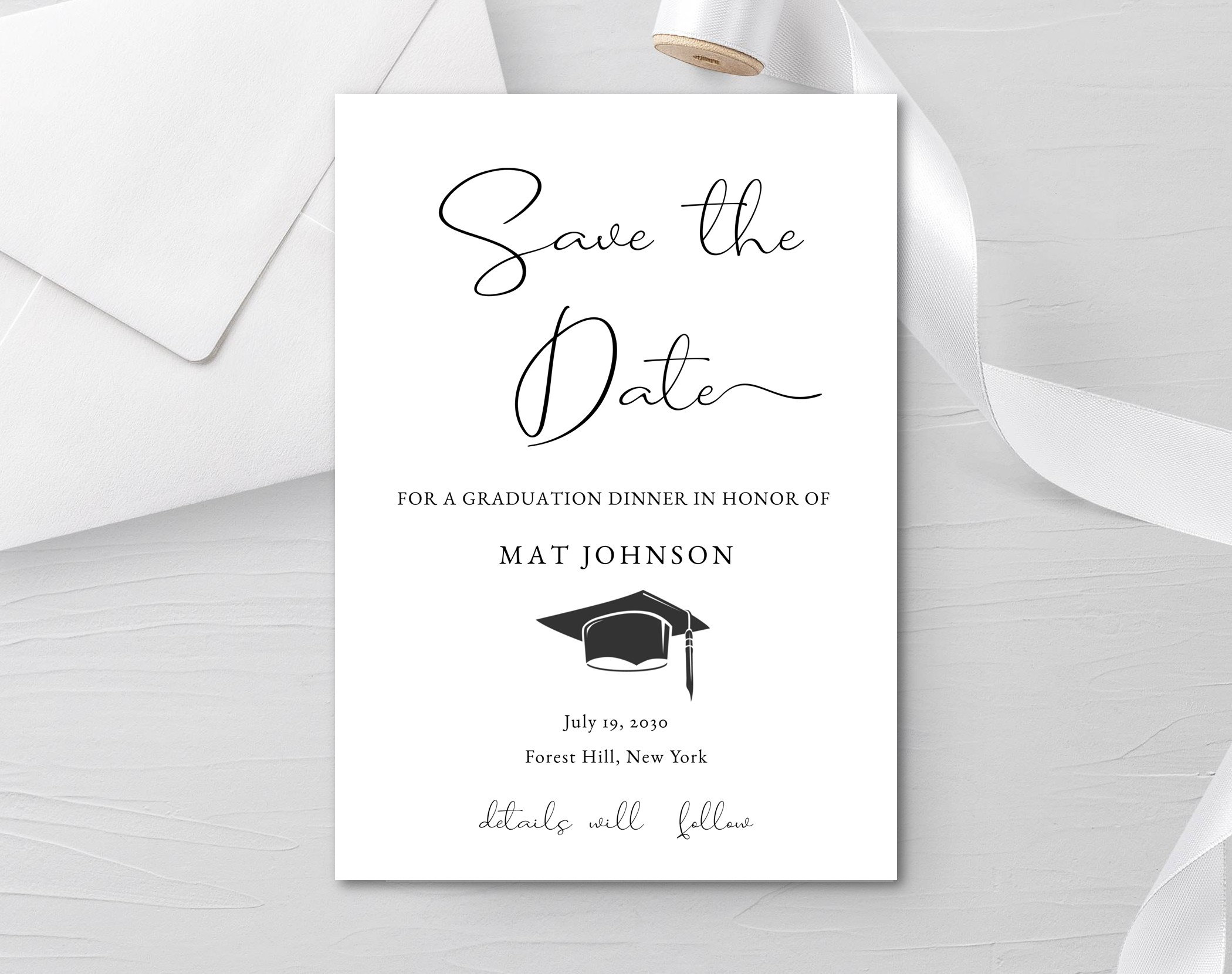 Save the Date Graduation Party Invitation, Personalized Grad ...