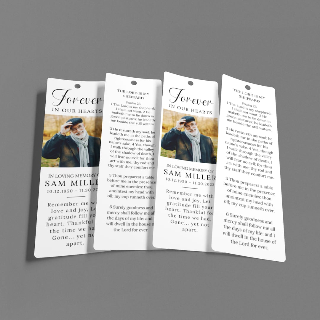 Funeral Momento Bookmarker Template Digital Download, Keepsake Editable ...