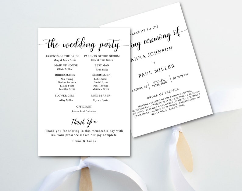 Printable Wedding Ceremony Program Template Simple Program - Etsy