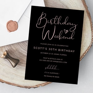 Birthday Weekend Itinerary Invitation Template (digital Download) - Etsy