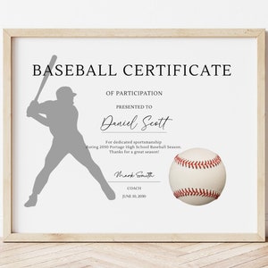 Baseball Template Instant Download Award Certificate Instant Download ...