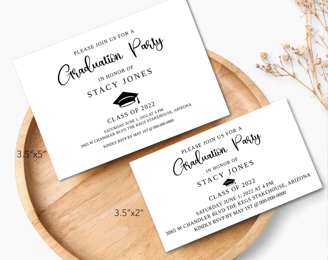 Graduation Party Insert Card, Graduation Information Card, Class of ...