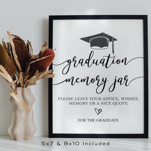 Graduation Advice Cards & Sign: Memory Jar, Class of 2026 (editable ...