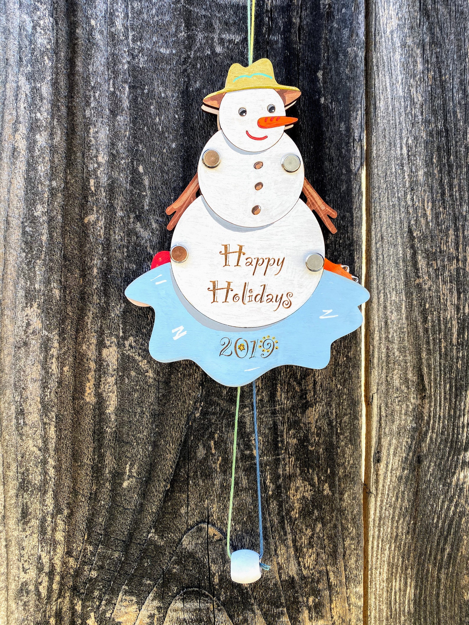 Snowman Jumping Jack Ornament Christmas Holiday Winter Door | Etsy