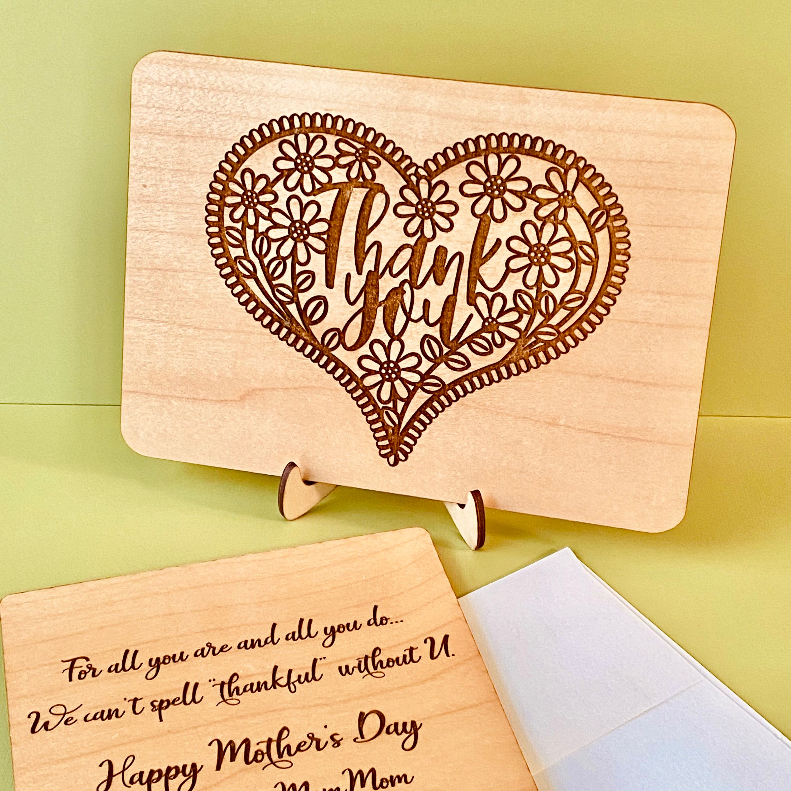 Wood Thank You Card 11 Beautiful Floral Designs to Choose - Etsy