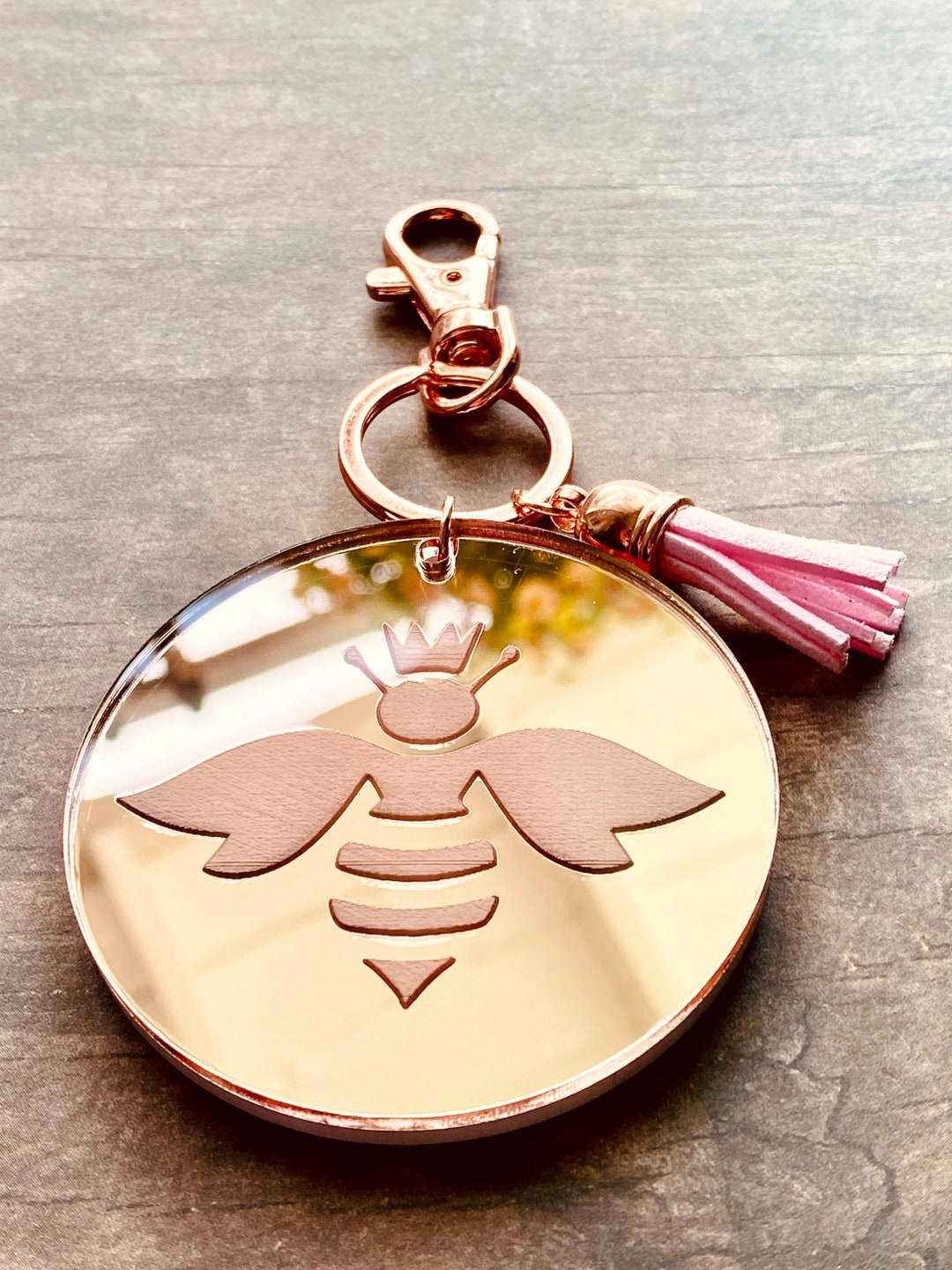 Queen Bee Keychain, Rose Gold Personalized Keychain, Beautiful Gift for ...