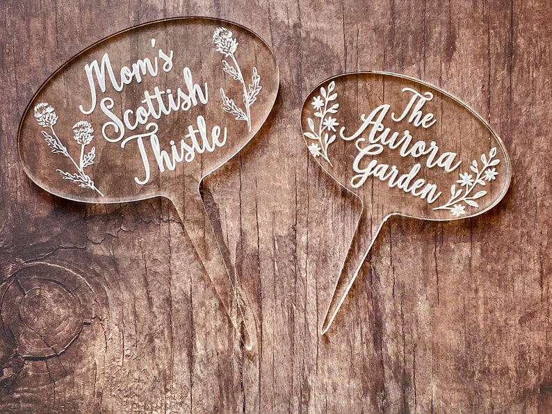 Personalized Acrylic Garden Sign Flower Pot Message Sticks | Etsy