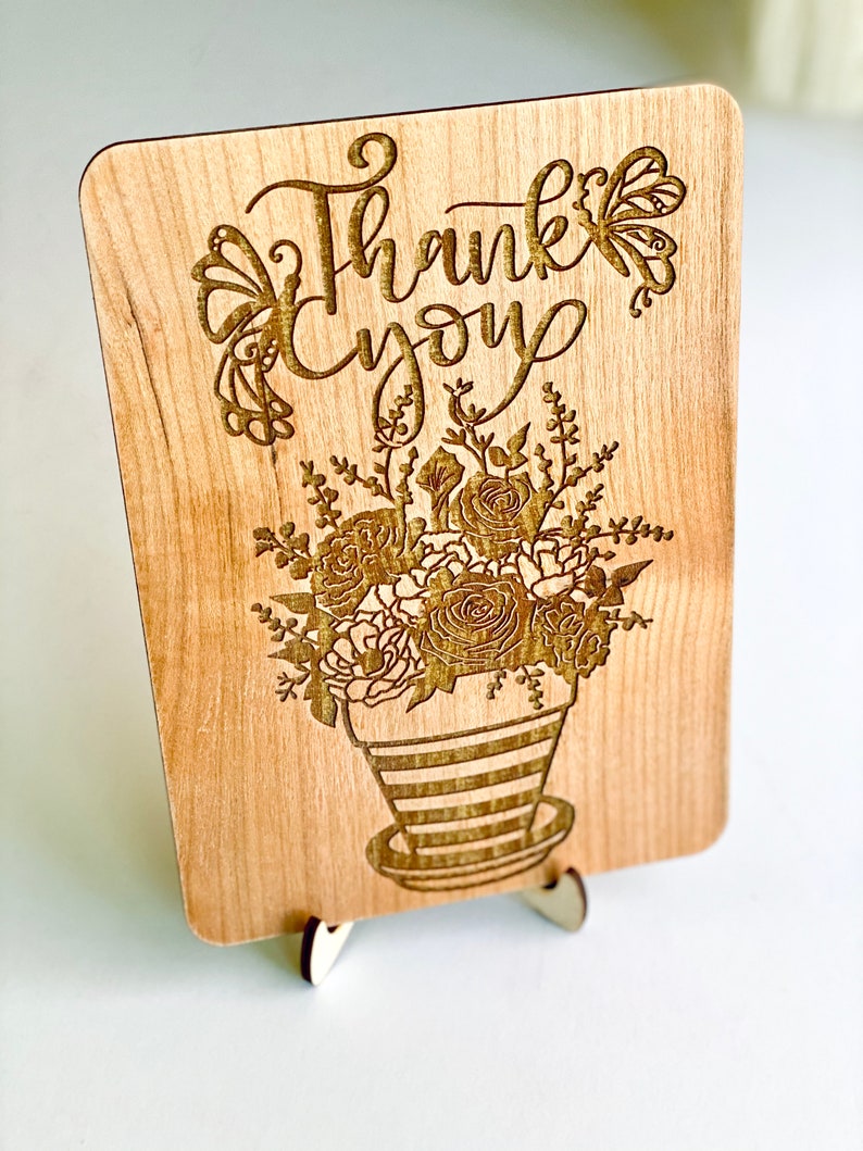 Wood Thank You Card 11 Beautiful Floral Designs to Choose | Etsy