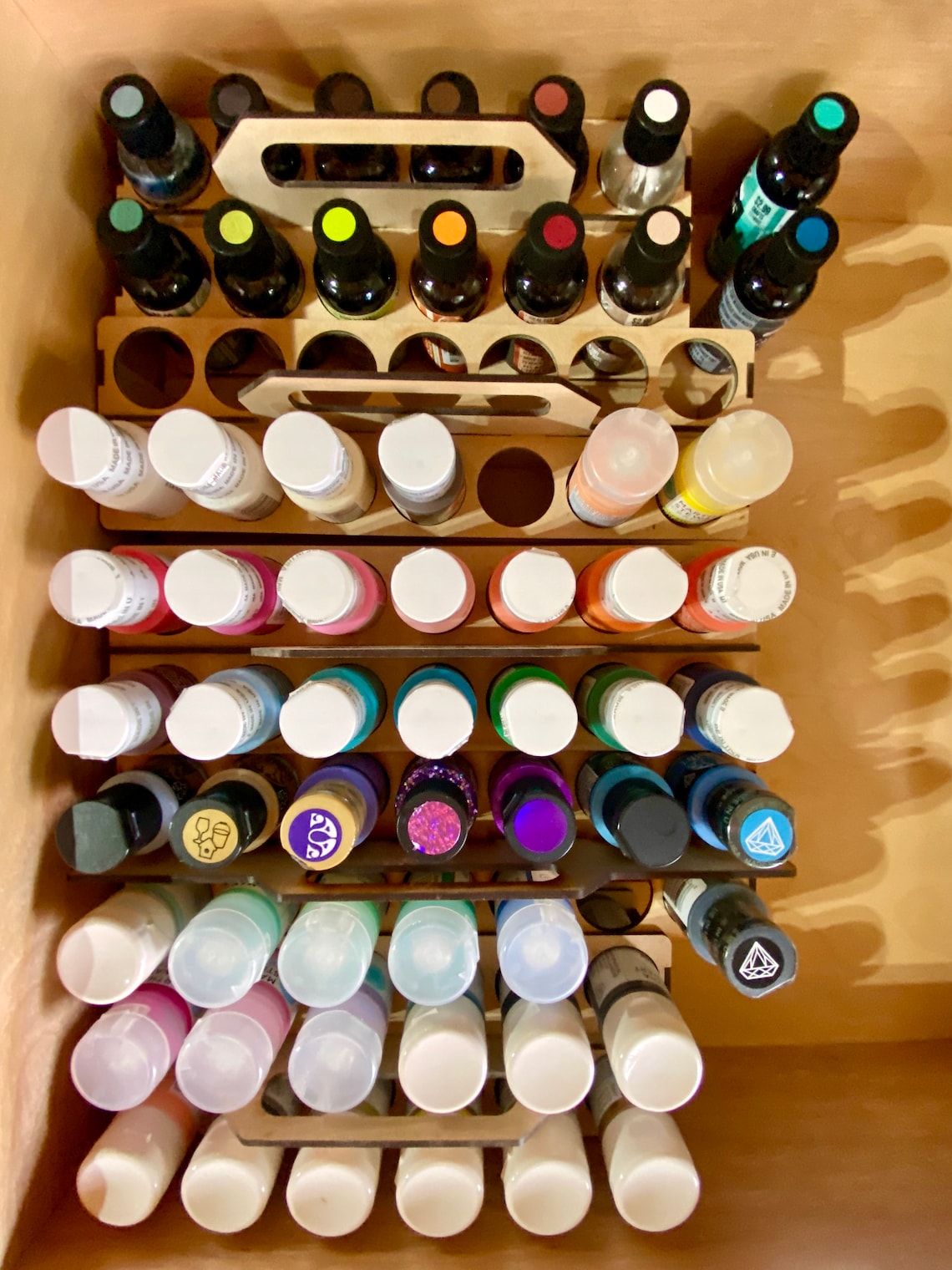 Paint Caddy for 2 Oz Paint Bottles, Acrylic Paint Storage Laser Cut ...