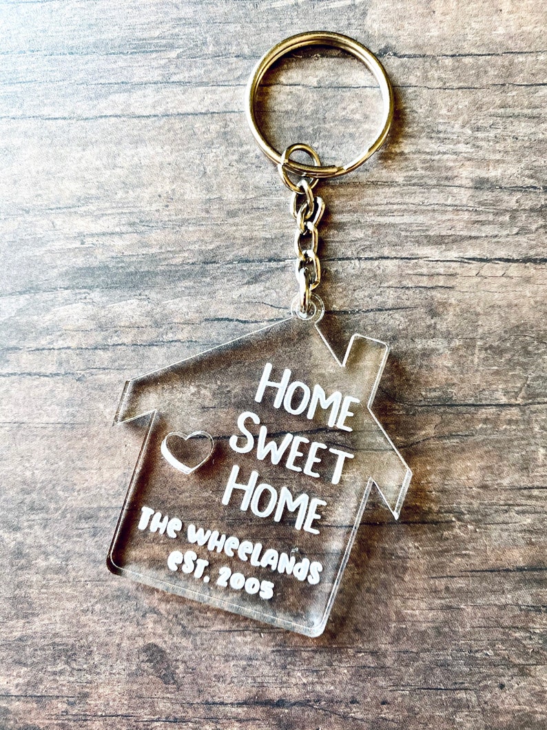 Welcome Home Keychain, Home Sweet Home Keychain, Custom House Shaped ...