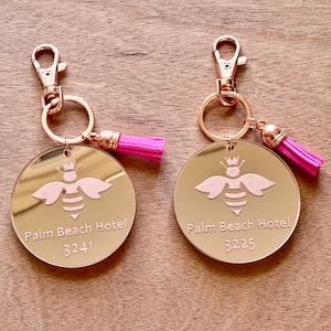 Queen Bee Keychain, Rose Gold Personalized Keychain, Beautiful Gift for ...