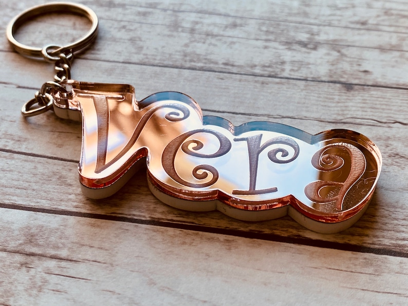 Custom Name Keychain Beautiful Rose Gold Keychain Sturdy - Etsy